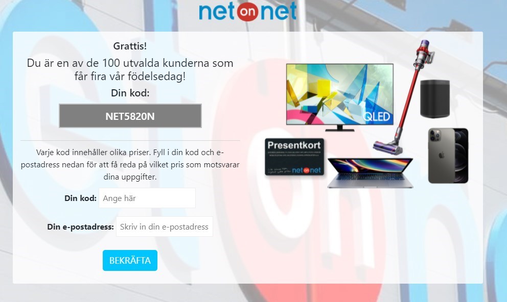 Bluff-mail och/eller Bluff-SMS - NetOnNet