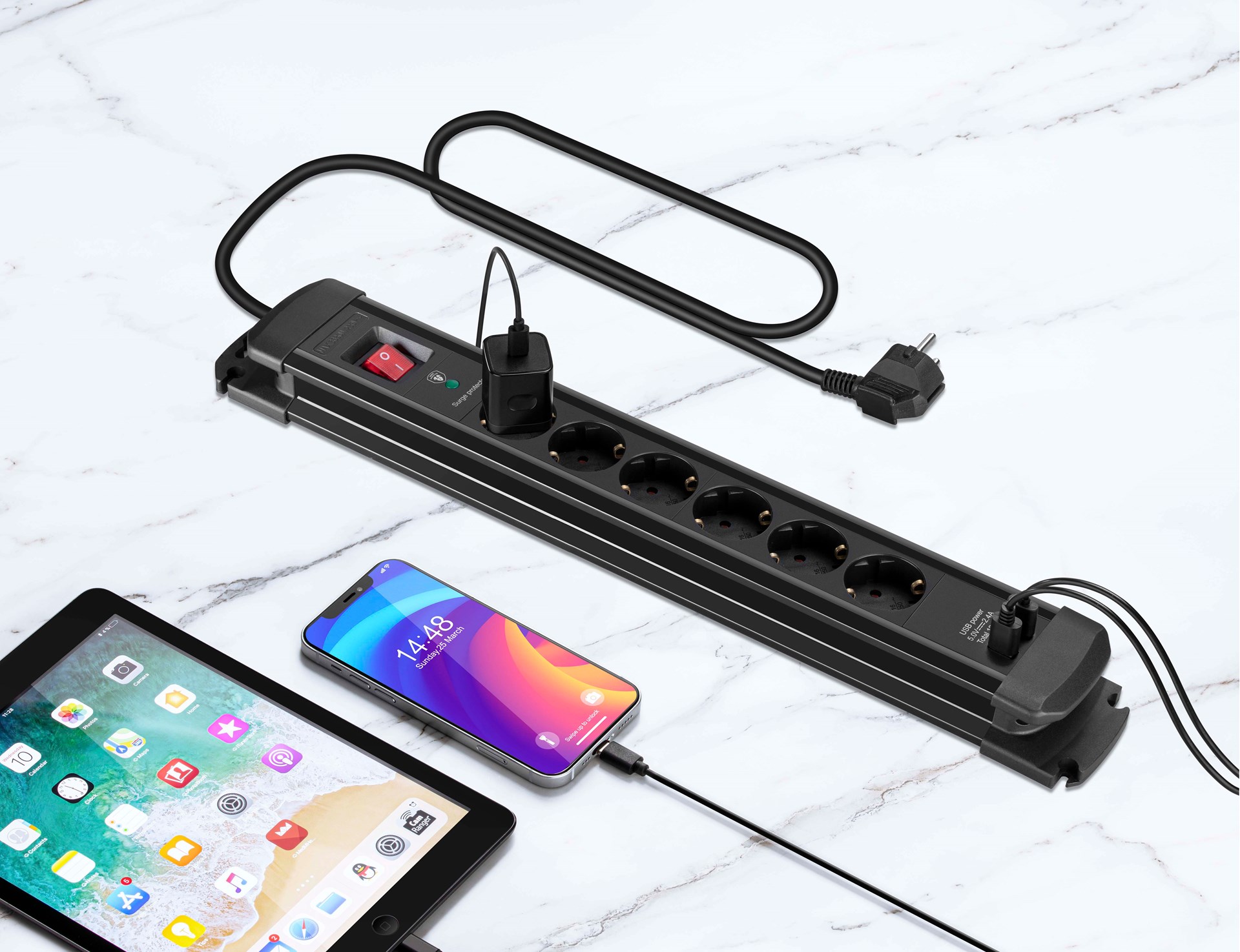 Andersson Surge protection 6-way with USB-ports... | NetOnNet