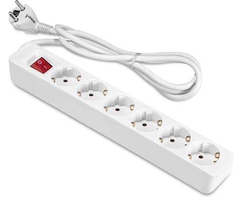 ON Extension lead 6-way socket grounded with switch, 1.5m white | NetOnNet
