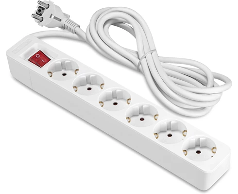 ON Extension lead 6-way socket grounded with switch, 3m, white | NetOnNet