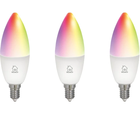 Deltaco Smart E14 RGB 3-pack, WiFi, 5W, 2700K-6500K, dimbar | NetOnNet