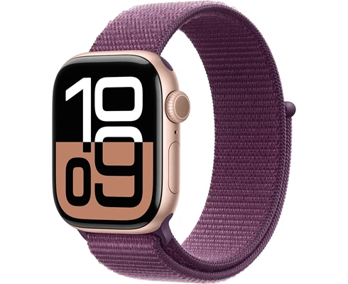 Apple Watch Series 10 GPS 42mm Rose Gold Aluminium Case with Plum Sport ...