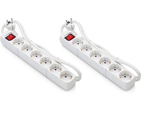 ON 2x Extension lead 6-way grounded with switch, 3m | NetOnNet