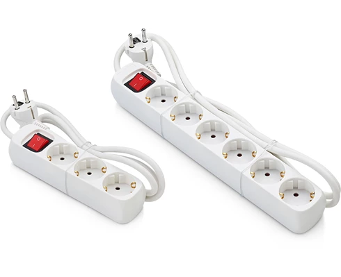 ON Extension lead 3-way grounded with switch, 3m + Extension lead 6-way ...