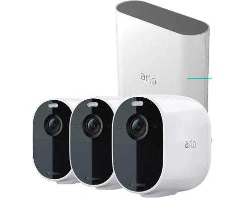 Arlo Essential 3-Pack - White + Smart Hub | NetOnNet