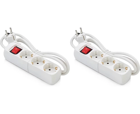 ON 2x Extension lead 3-way grounded with switch, 1,5m | NetOnNet
