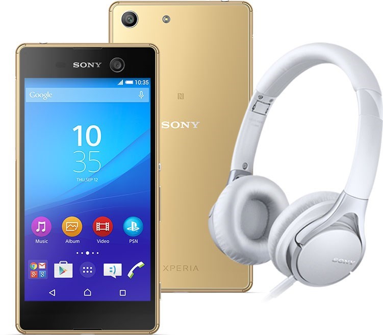 Sony Xperia M5 Gold + MDR 10RC | NetOnNet