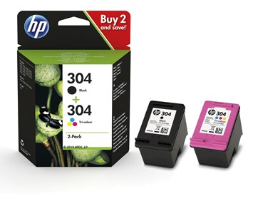 HP 304 2-pack black/color - HP 304 2-pack bläckpatron, svart + färg ...