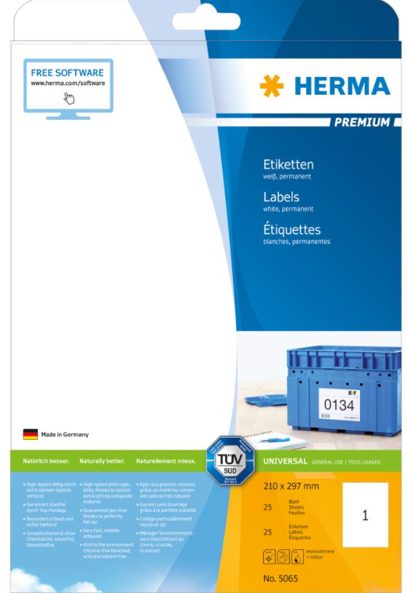 Herma Label Premium (A4) 210x297 (25 etiketter) | NetOnNet