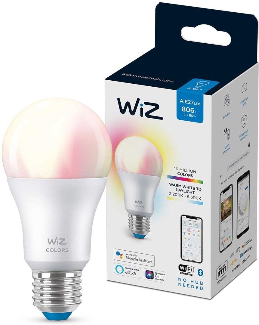 WIZ Wi-Fi BLE 60W A60 E27 922-65 RGB 1PF/6 - 8 W Smart LED-lampa med färg och justerbart vitt ljus